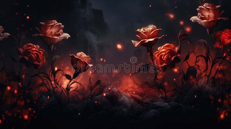 Red Roses on a Dark Background. Stock Illustration - Illustration of ...