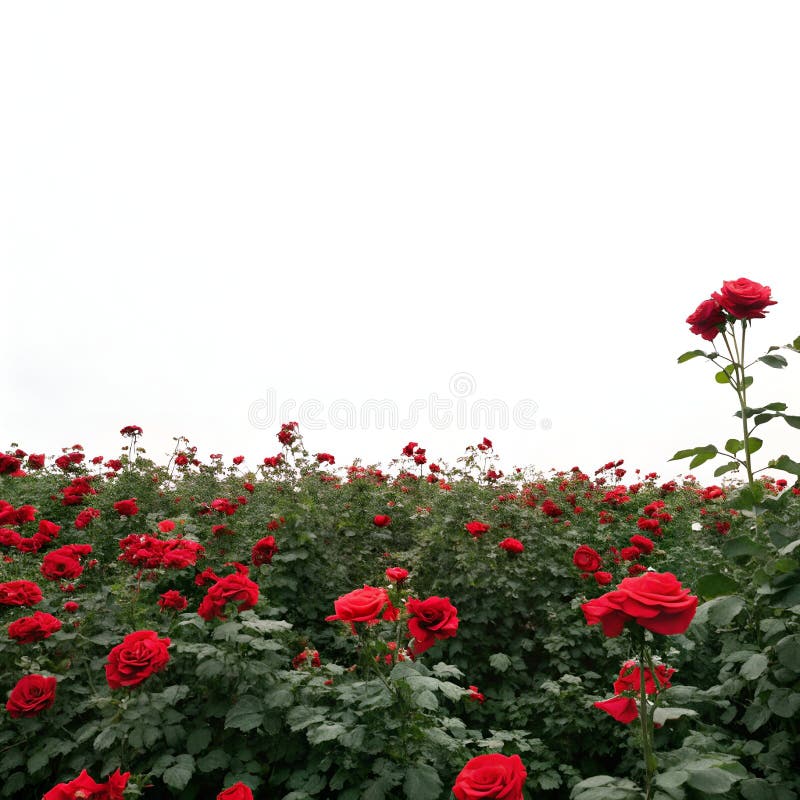 Red Roses Field on the Horizon Stock Illustration - Illustration of ...