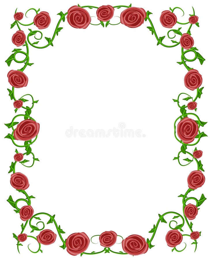 Red Roses Floral Photo Frame Stock Vector - Illustration of artistic ...