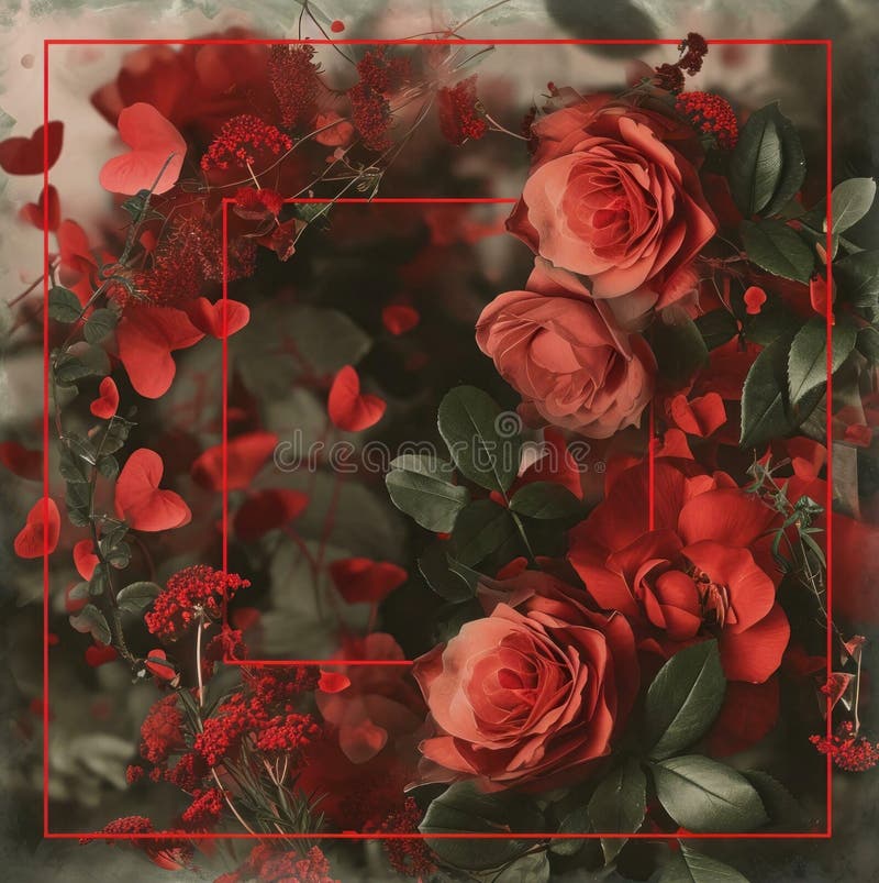 Red roses red roses frame stock illustration. Illustration of roses ...