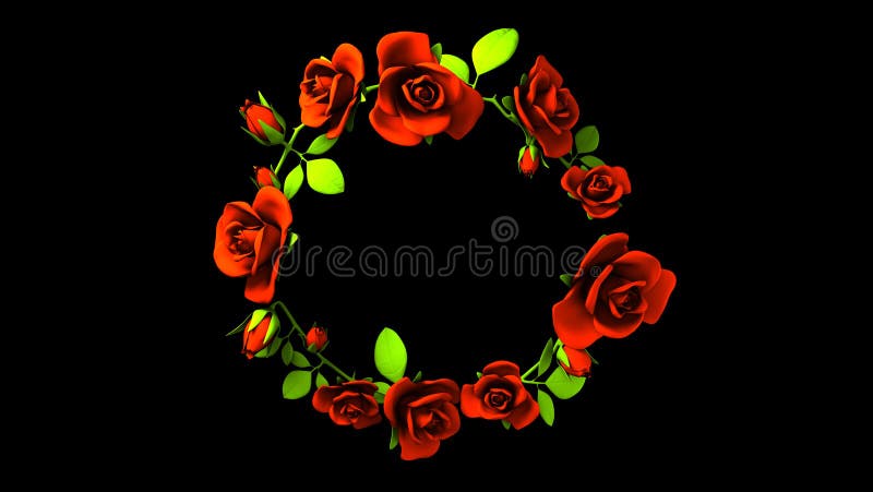 Red Roses Frame on Black Text Space Stock Illustration - Illustration ...