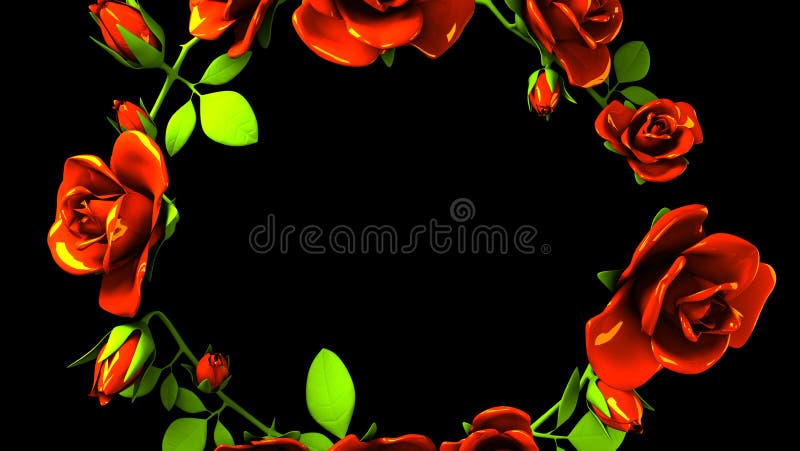 Red Roses Frame on Black Text Space Stock Illustration - Illustration ...