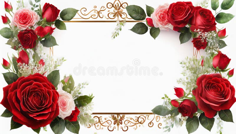 Red Roses in Frame Shape with Place for Text Stock Illustration ...