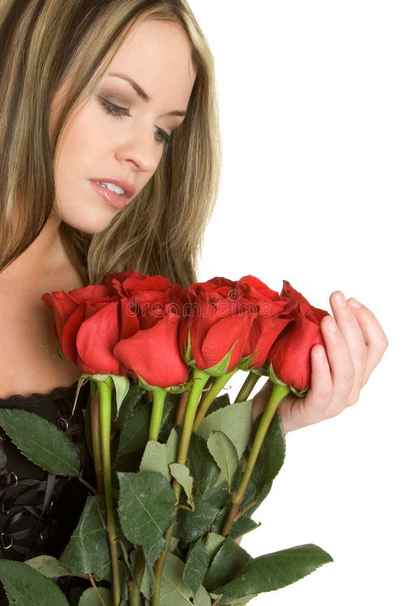 Red Roses Girl stock photo. Image of hand, happiness, valentines - 4089408