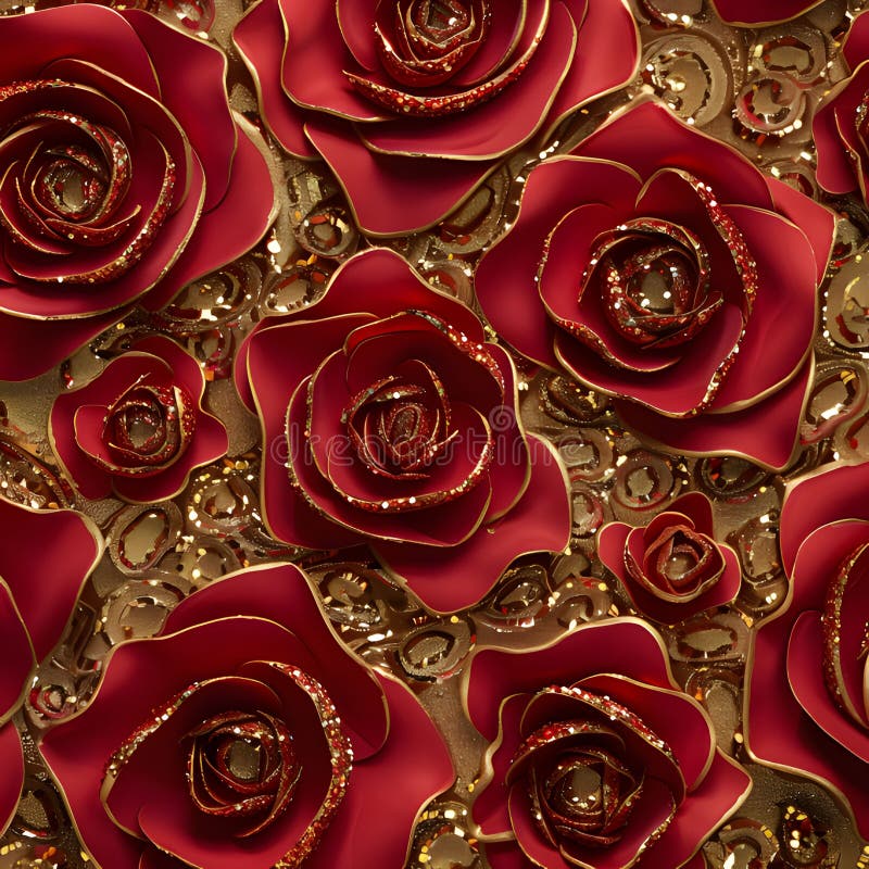 Red Roses on Gold Background Stock Vector - Illustration of decoration ...