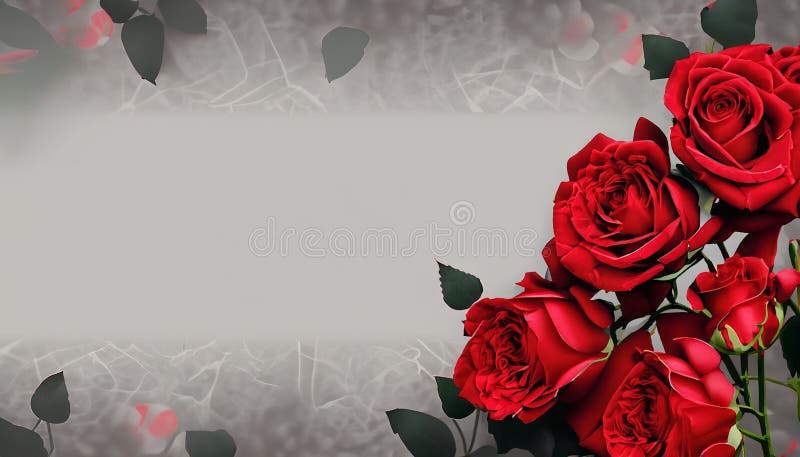 Red Roses on a Gray Background Stock Illustration - Illustration of ...