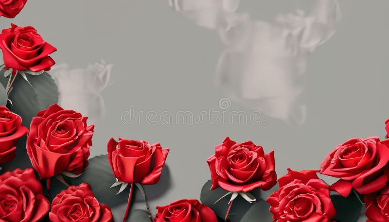 Red Roses on a Gray Background Stock Illustration - Illustration of ...