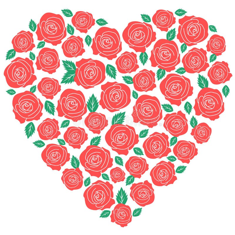 Red roses heart design stock vector. Illustration of floral - 65344632