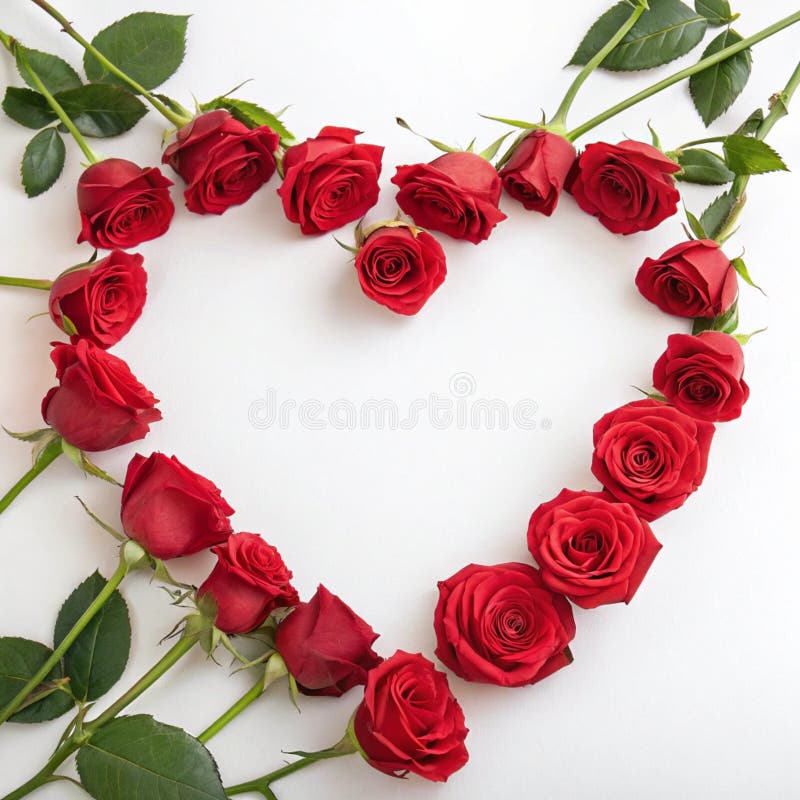 Red Roses Heart-Shaped on White Background Stock Image - Image of ...