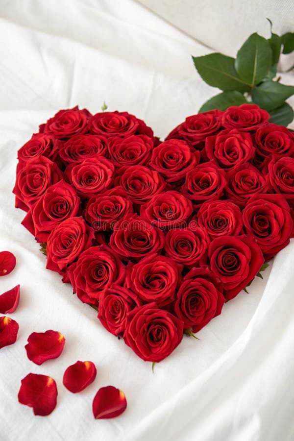 Red Roses Heart-Shaped on White Background Stock Photo - Image of ...