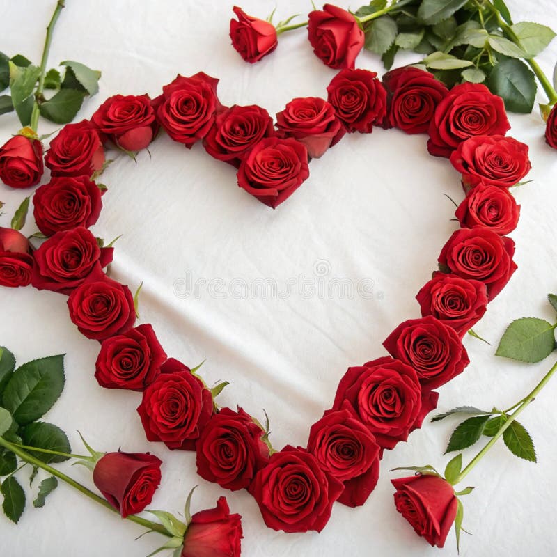 Red Roses Heart-Shaped on White Background Stock Photo - Image of ...
