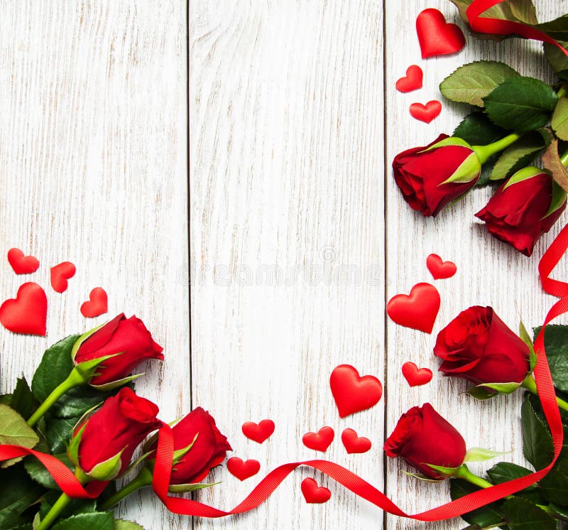 Red roses and hearts stock image. Image of greeting, gifts - 85185009