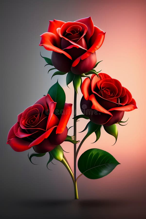 3 Red Roses Intertwined in the Shape of a Cross. AI Generated Stock ...