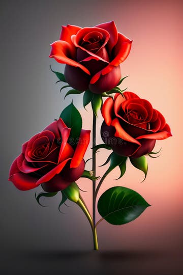 3 Red Roses Intertwined in the Shape of a Cross. AI Generated Stock ...