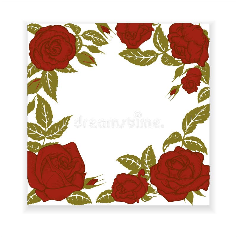 Red Roses, Invitation Template Stock Vector - Illustration of bridal ...