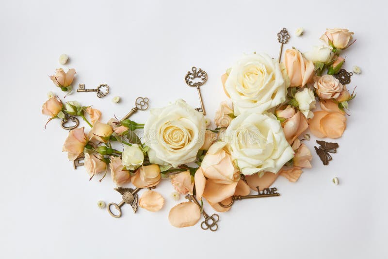 Red roses with key stock image. Image of blossom, love - 85296711