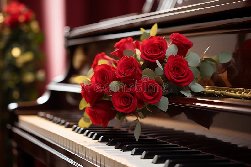 Red Roses on the Keys of a Grand Piano or Piano Stock Image - Image of ...