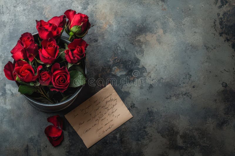 Red Roses and an Old Handwritten Letter Stock Illustration ...