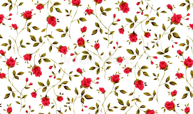 Red Roses Pattern on White Background - Illustration Design Stock ...