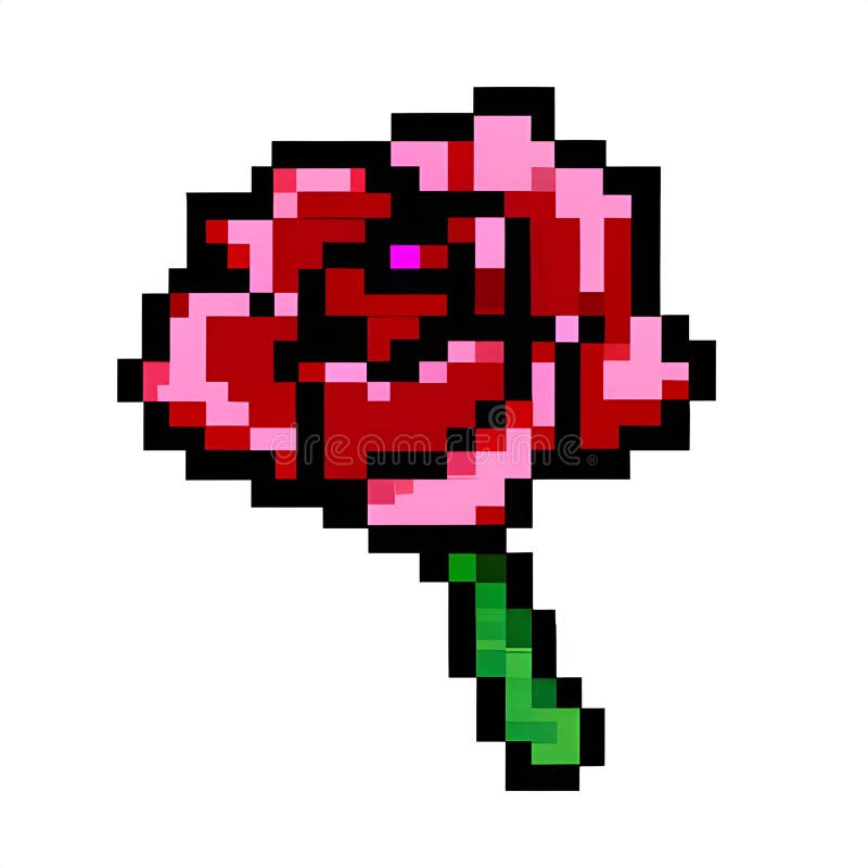 Red Roses Pixel Art. Valentine S Day. Generative AI. Stock Illustration ...
