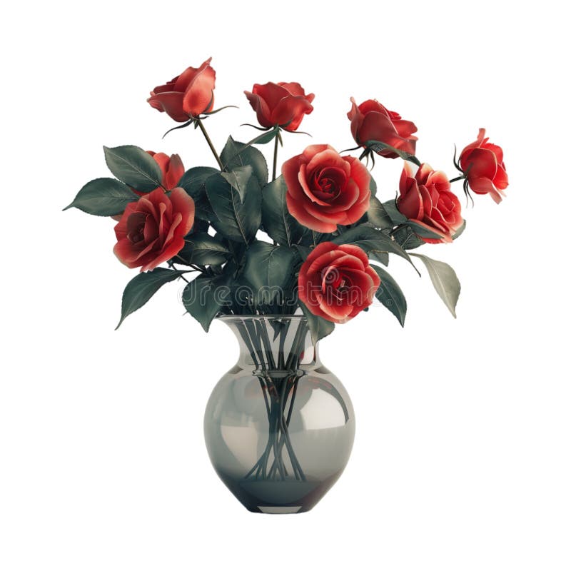 Red Roses in a Pot on Transparent Background - Ai Generated Stock ...