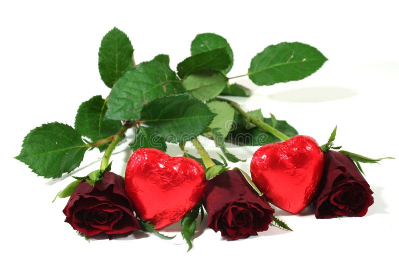 Red roses with red hearts stock image. Image of motive - 12916669