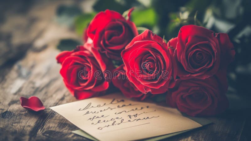 Red Roses Resting on a Handwritten Love Letter Stock Illustration ...