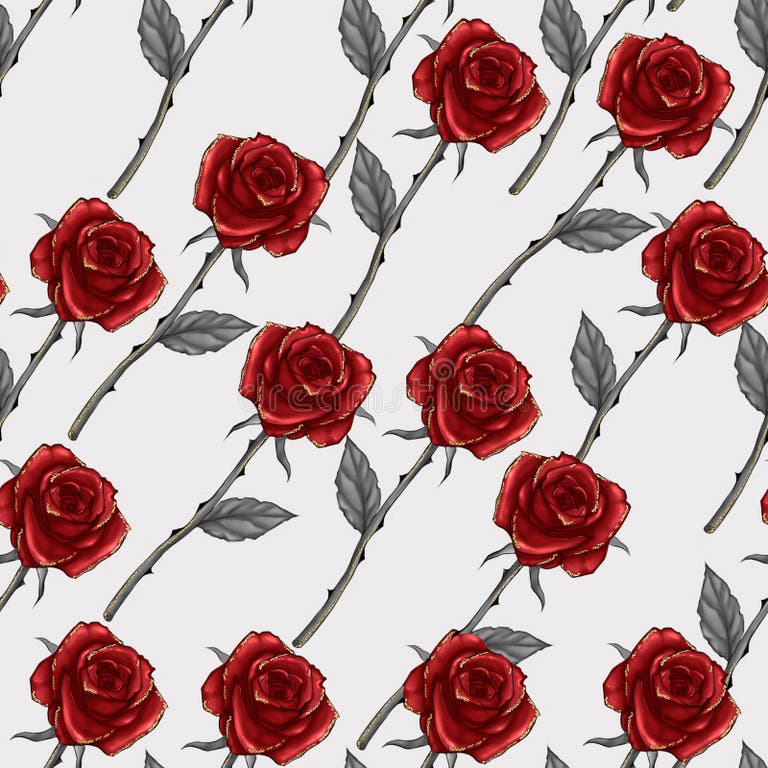 RED ROSES SEAMLESS PATTERN BACKGROUND Stock Image - Image of nature ...