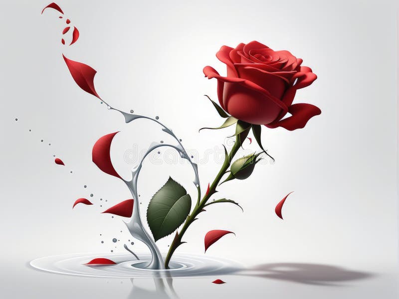 Red roses with splash. stock illustration. Illustration of fresh ...