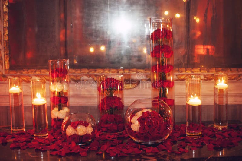 Red Roses Table Display stock photo. Image of background - 84227522