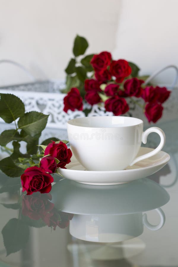 Red roses on table stock image. Image of flower, table - 97901983