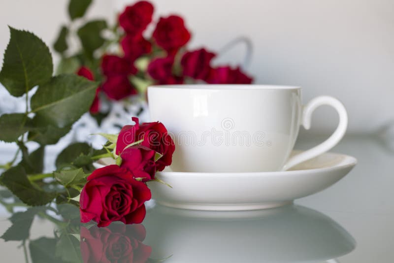 Red roses on table stock image. Image of floral, beautiful - 97902013