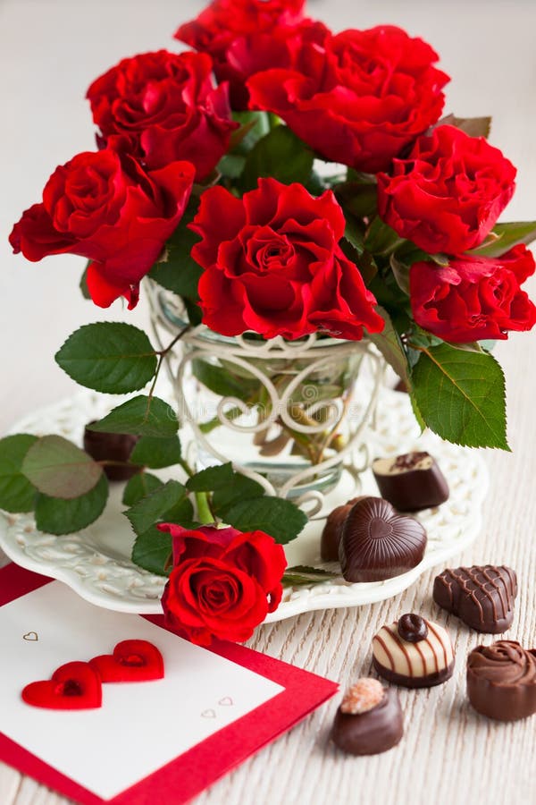 Roses and Chocolates stock image. Image of botany, feeling - 492531