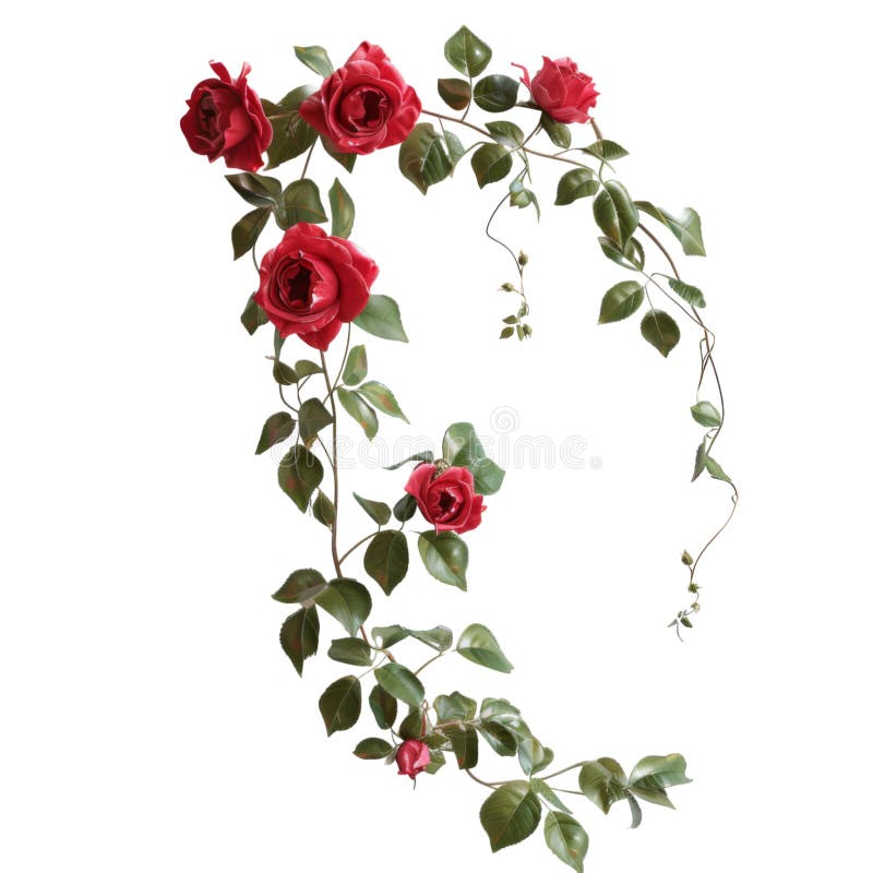 Red Roses and Vines Arranged in a Curved Shape Stock Photo ...