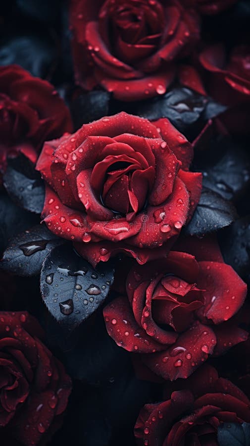 Red Roses with Water Droplets on Them Stock Illustration - Illustration ...