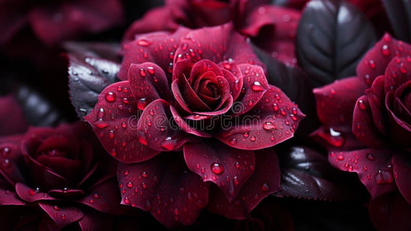Red Roses with Water Droplets on Them Stock Image - Image of summer ...