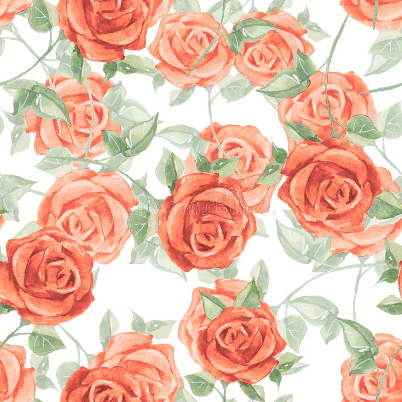 Red Roses. Watercolor Floral Seamless Pattern Stock Illustration ...