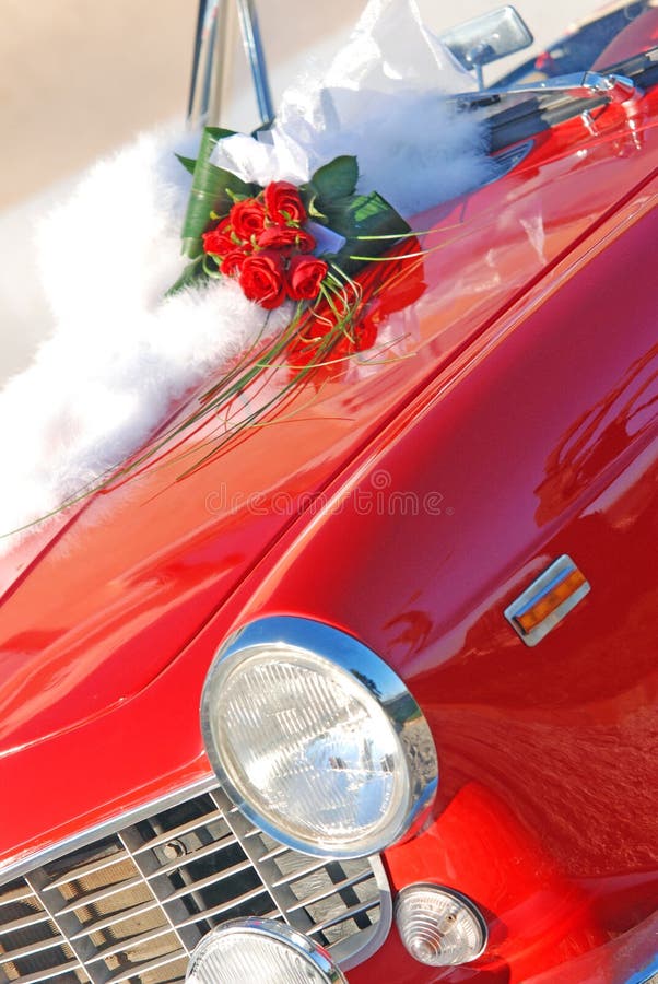 Red Roses on Red Sports Car Stock Image - Image of hood, cabriolet ...