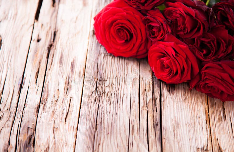Red roses on wood stock image. Image of plant, congratulation - 37117247