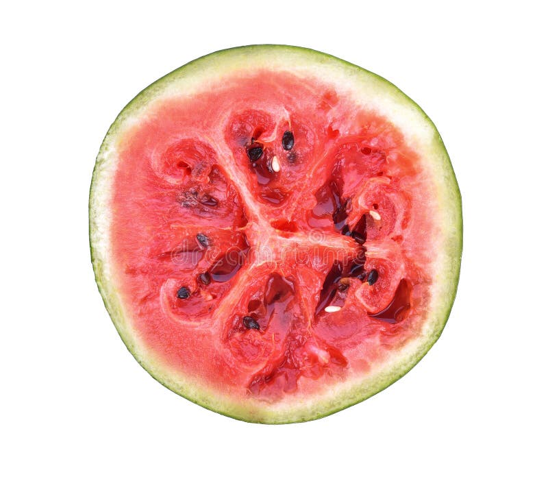 Red Rot Watermelon Cut into Pieces, Placed on a White Background Stock ...