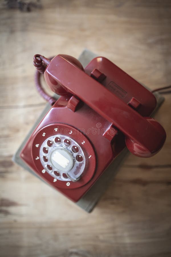 Red Rotary Phone stock photo. Image of shiny, isolated - 166083830