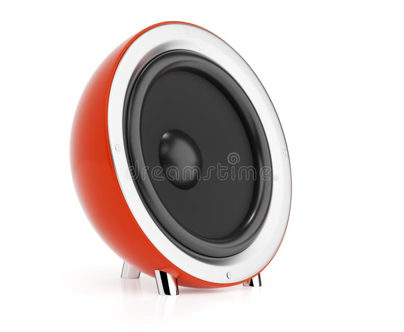 Red Round Audio Speaker Isolated on White Background Stock Illustration ...