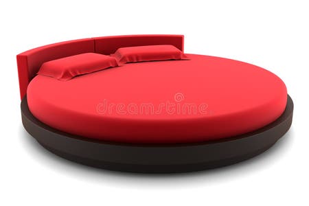 Red Round Bed Isolated on White Stock Illustration - Illustration of ...