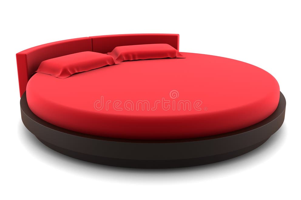 Red Round Bed Isolated on White Stock Illustration - Illustration of ...