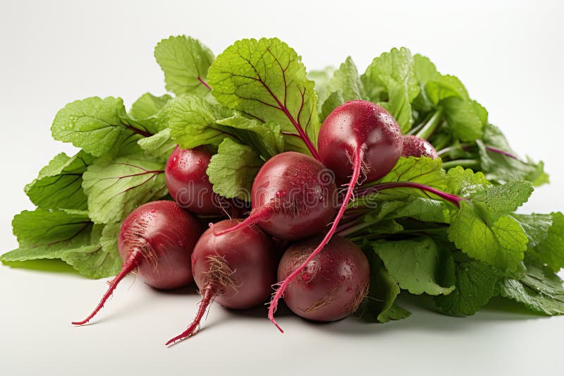 Red Round Beetroot with Fresh Leaves Isolated on White Background ...