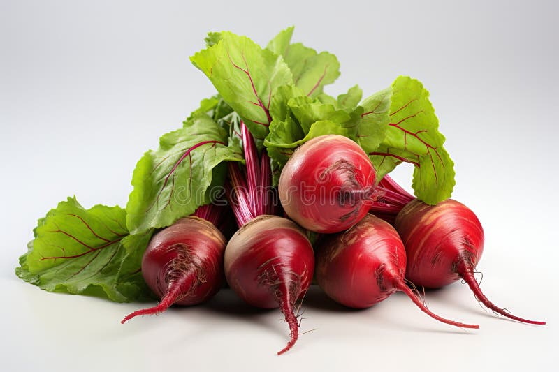 Red Round Beetroot with Fresh Leaves Isolated on White Background ...