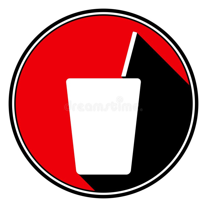 Red Round, Black Shadow - Drink with Straw Icon Stock Vector ...