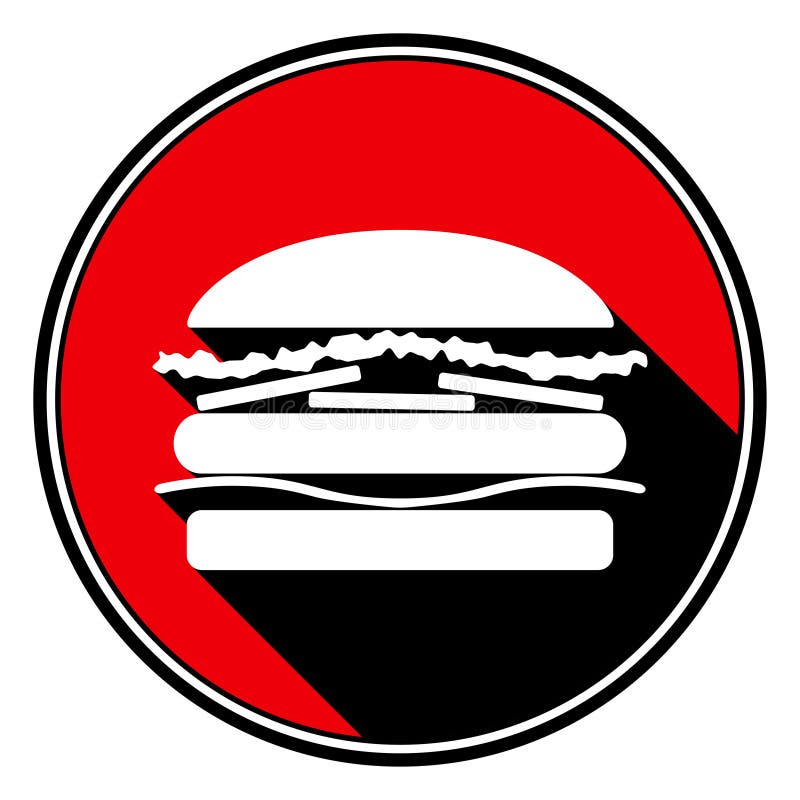 Red Round with Black Shadow - White Hamburger Icon Stock Vector ...