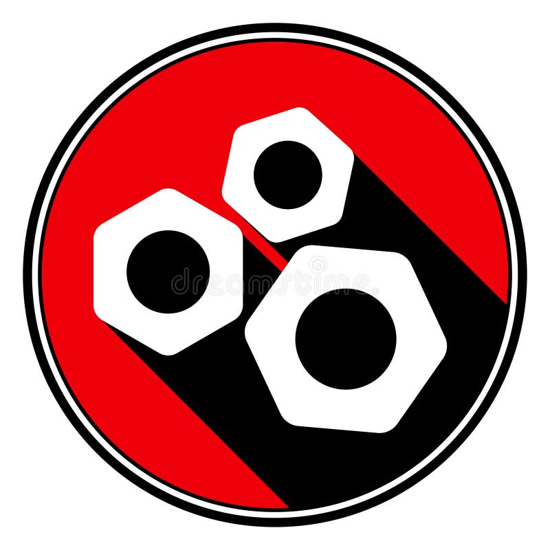 Red Round with Black Shadow, White Three Nuts Icon Stock Vector ...
