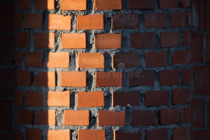 Red Round Brick Wall Pattern with Deep Shadows Stock Image - Image of ...